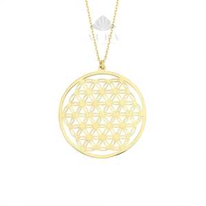 14K Gold Flower of Life Necklace, Seed of Life Necklace, Handmade ...