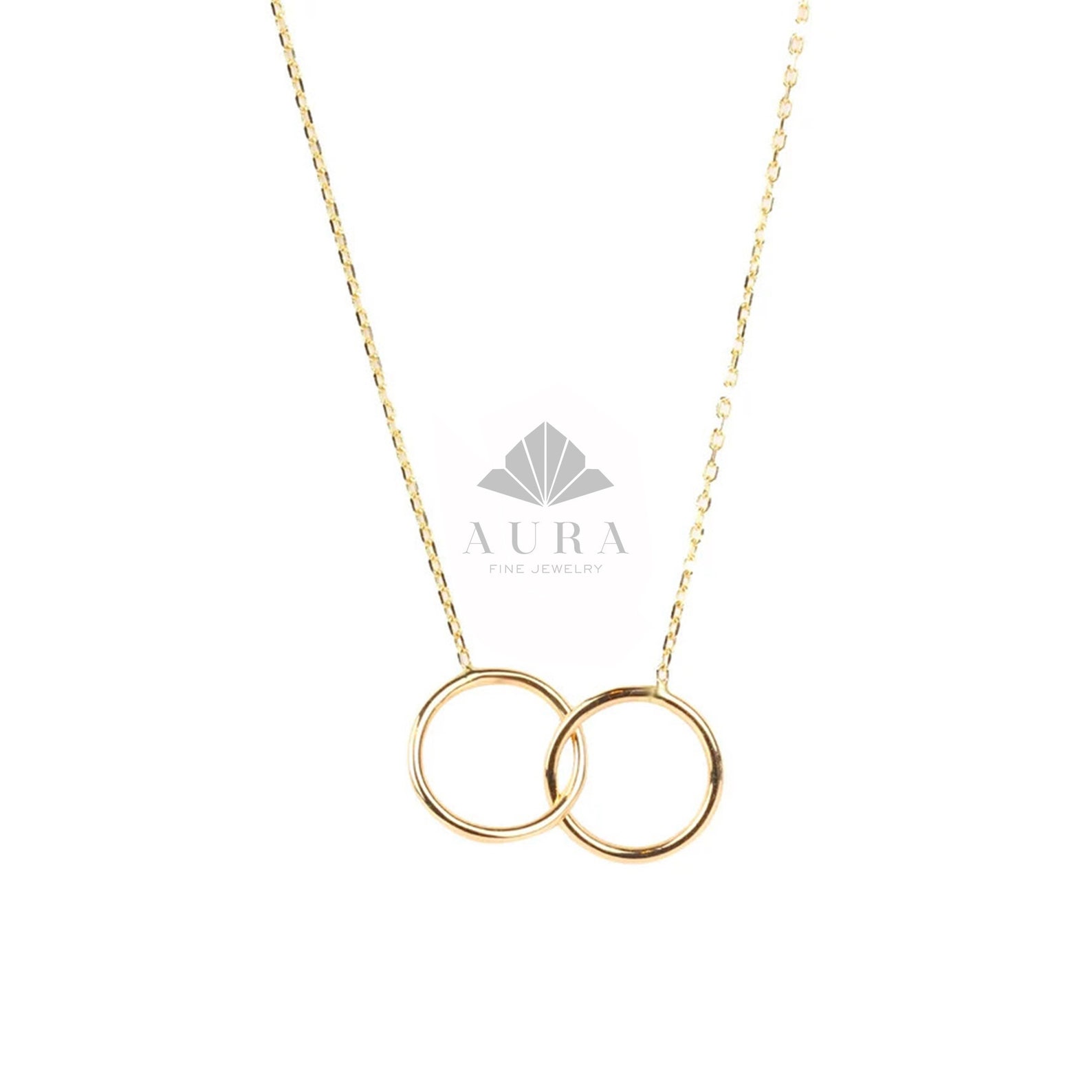 14K Gold Eternity Circle Necklace, Infinity Necklace, Unity Link Dainty ...