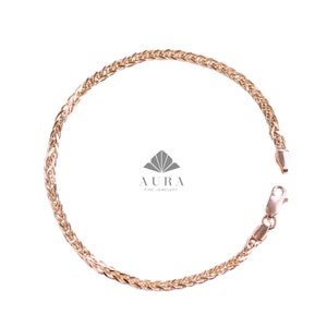 14K Gold Palm Chain Necklace, Wheat Foxtail Palm, Franco Chain Necklace ...