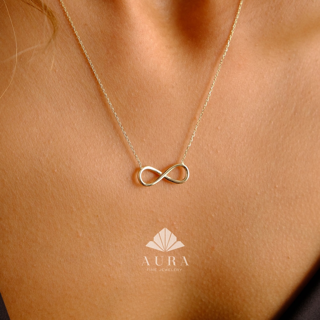 14K Gold Infinity Necklace, Infinity Pendant, Eternity Necklace ...