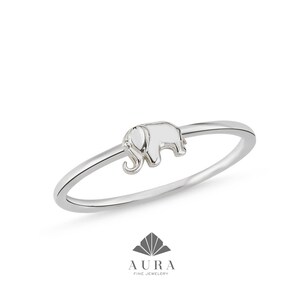 14K Gold Elephant Ring, Stacking Dainty Band, Animal Gold Ring, Dainty ...