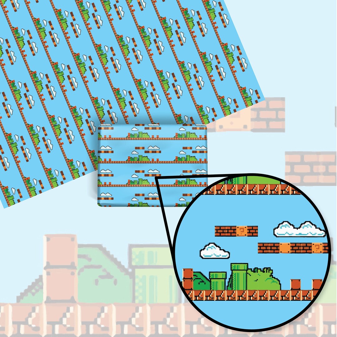 Mario Game Landscape Gift Wrap, Wrapping Paper, Perfect for a Gift ...