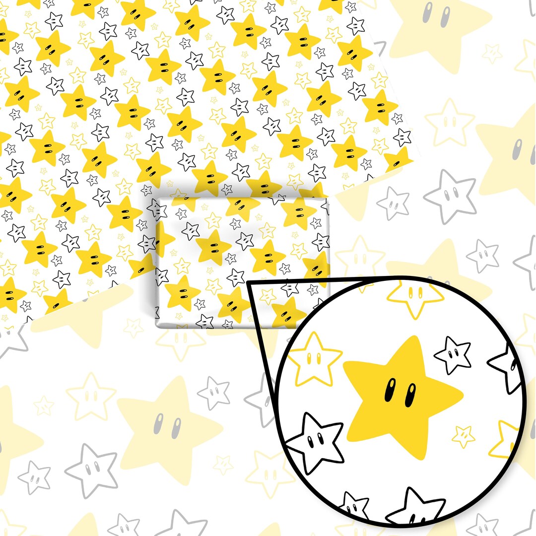 Mario Star Gift Wrap, Wrapping Paper, Perfect for a Gift, Present ...
