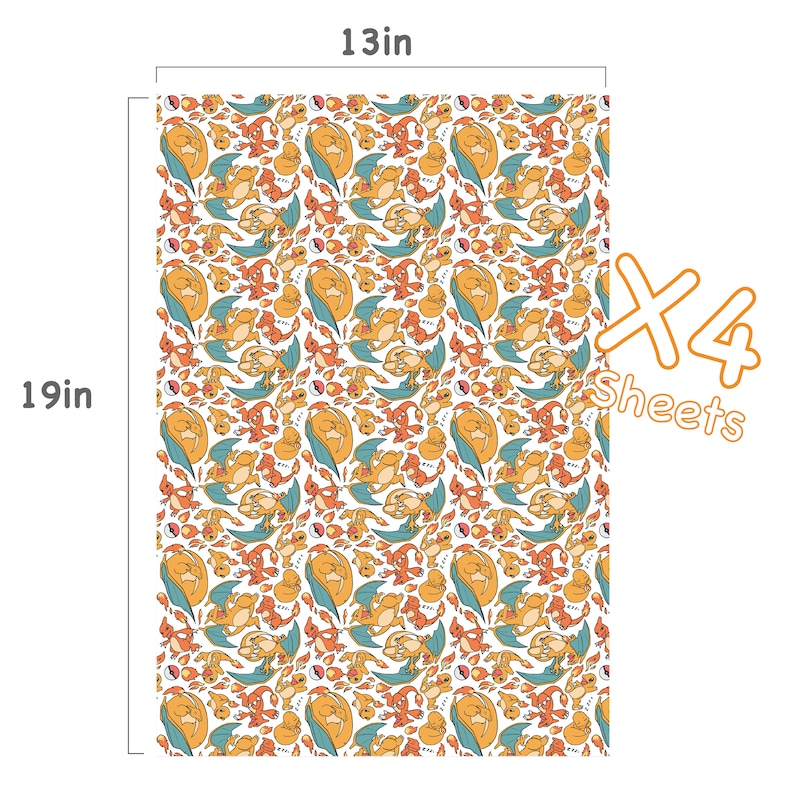 Charizard Charmander Charmeleon Wrapping Paper Perfect for a - Etsy