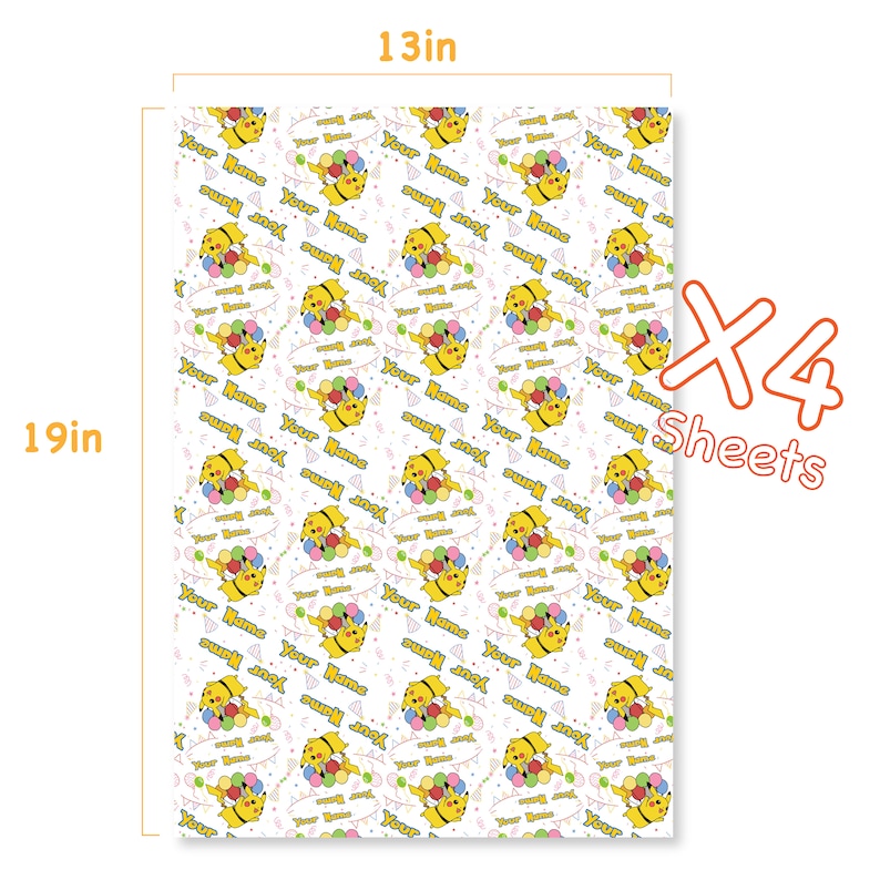 Custom Pikachu Gift Wrap Wrapping Paper Perfect for a Gift - Etsy