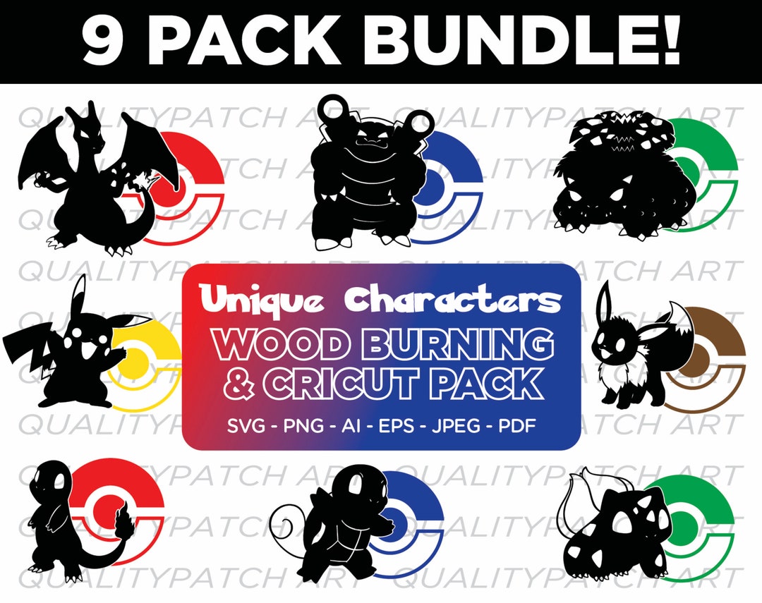 Character Bundle, Charizard Svg Bundle, 9 Designs, Blastoise Svg ...