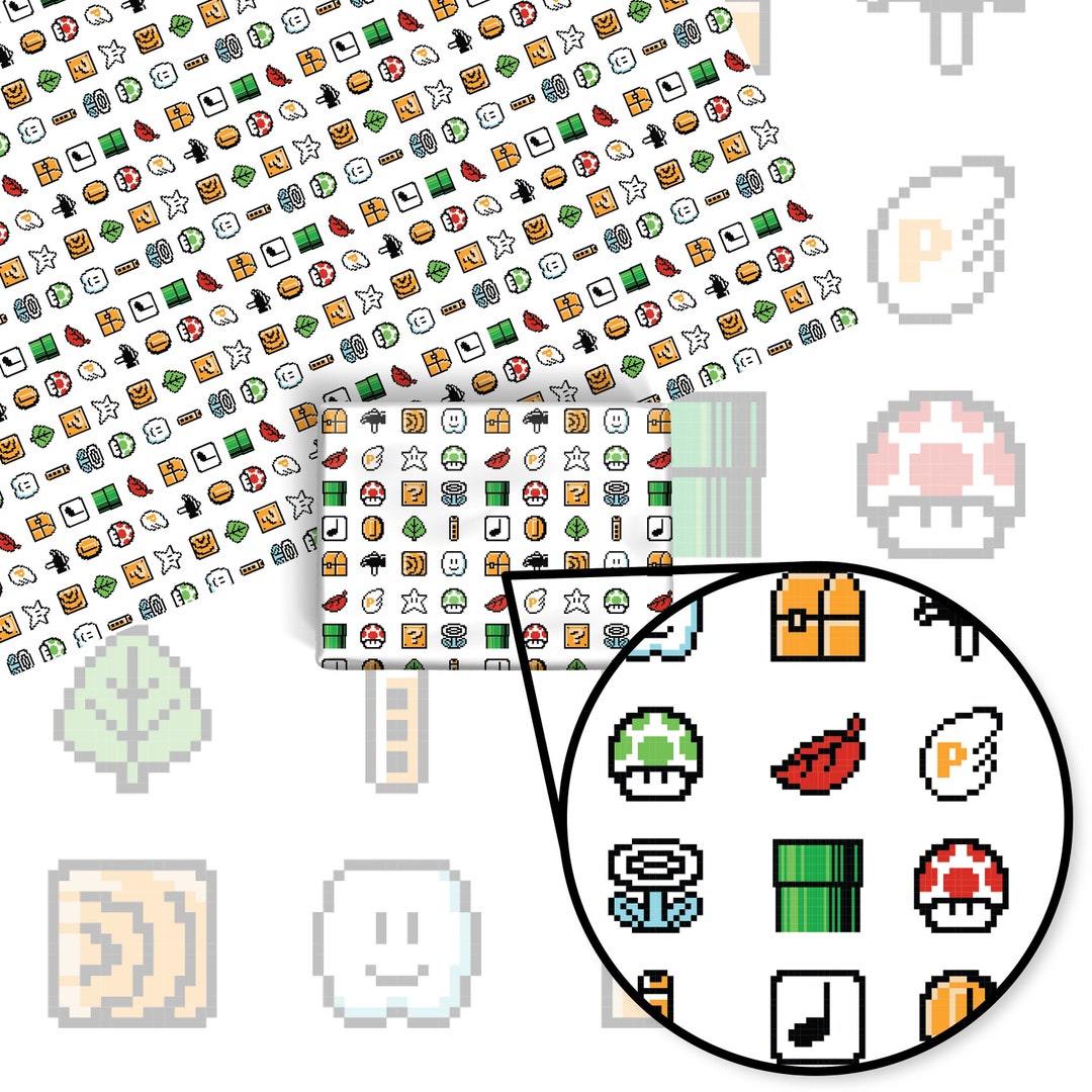 Mario Items Gift Wrap, Wrapping Paper, Perfect for a Gift, Present ...