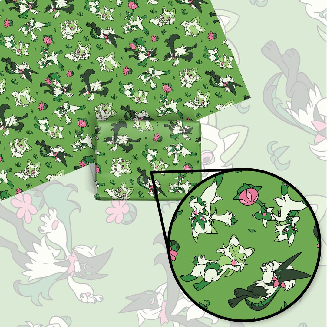 Sprigatito Gift Wrap, Ghost Wrapping Paper, Perfect for a Gift, Present ...