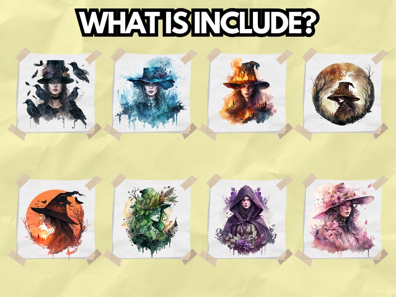 10 Witch Clipart Mega Pack Instant Download Beautiful Gothic Fantasy ...