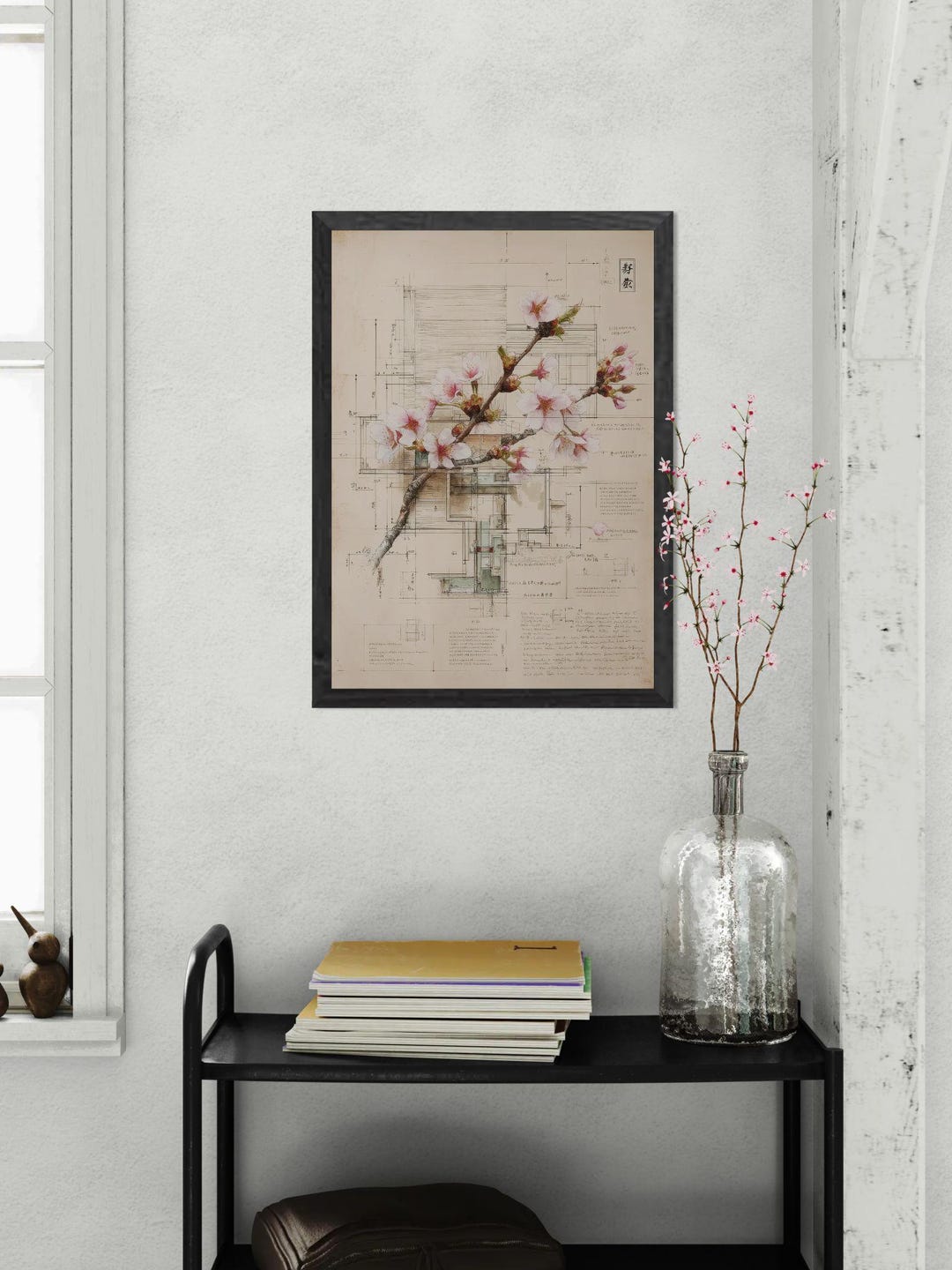 Sakura Cherry Blossom Blueprint Art | Japanese Botanical Print (digital ...