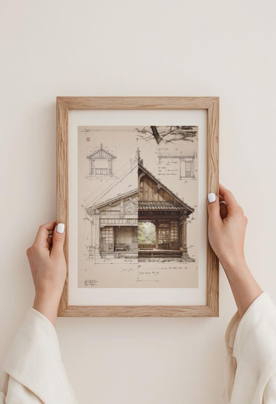 Kyoto Machiya Blueprint Print – Wabi Sabi Japanese Architecture Poster ...