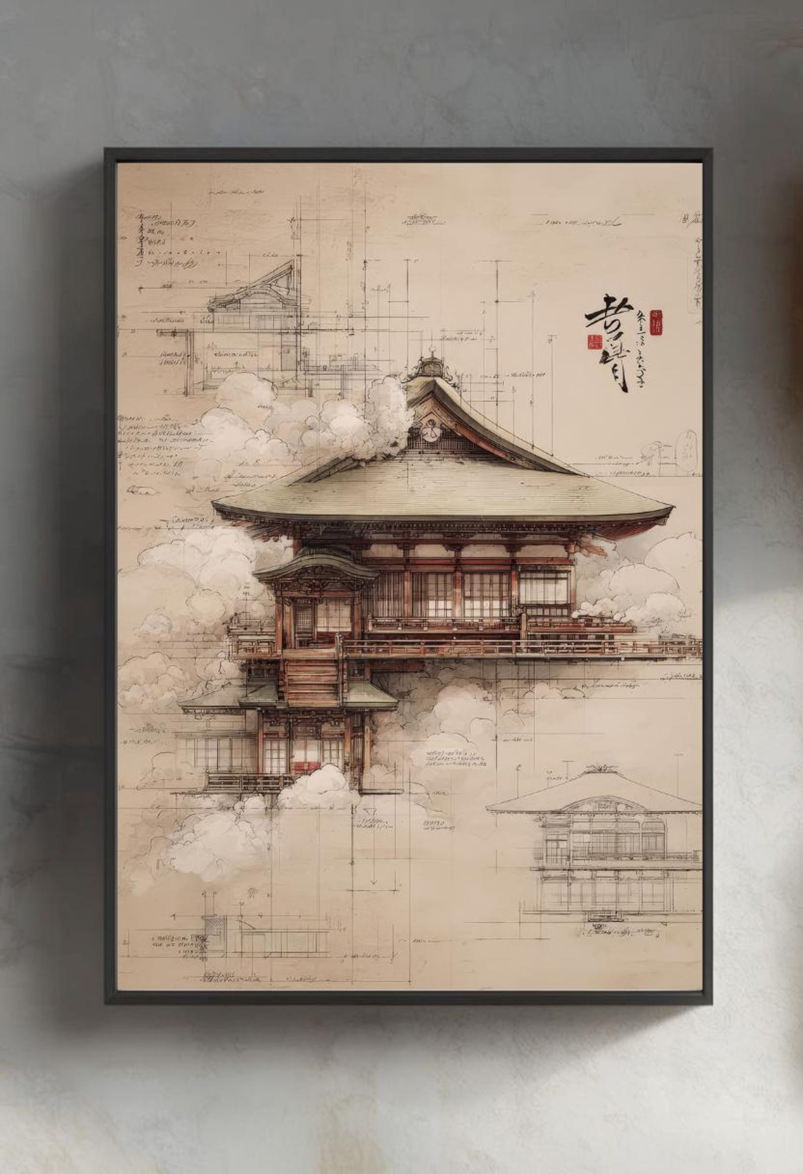 Floating Temple – Japanese Architecture Print, Kyoto Temple Wall Art ...