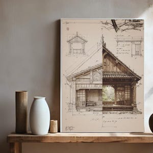 Kyoto Machiya Architecture Poster, Japanese Wabi Sabi Wall Art, Japandi ...