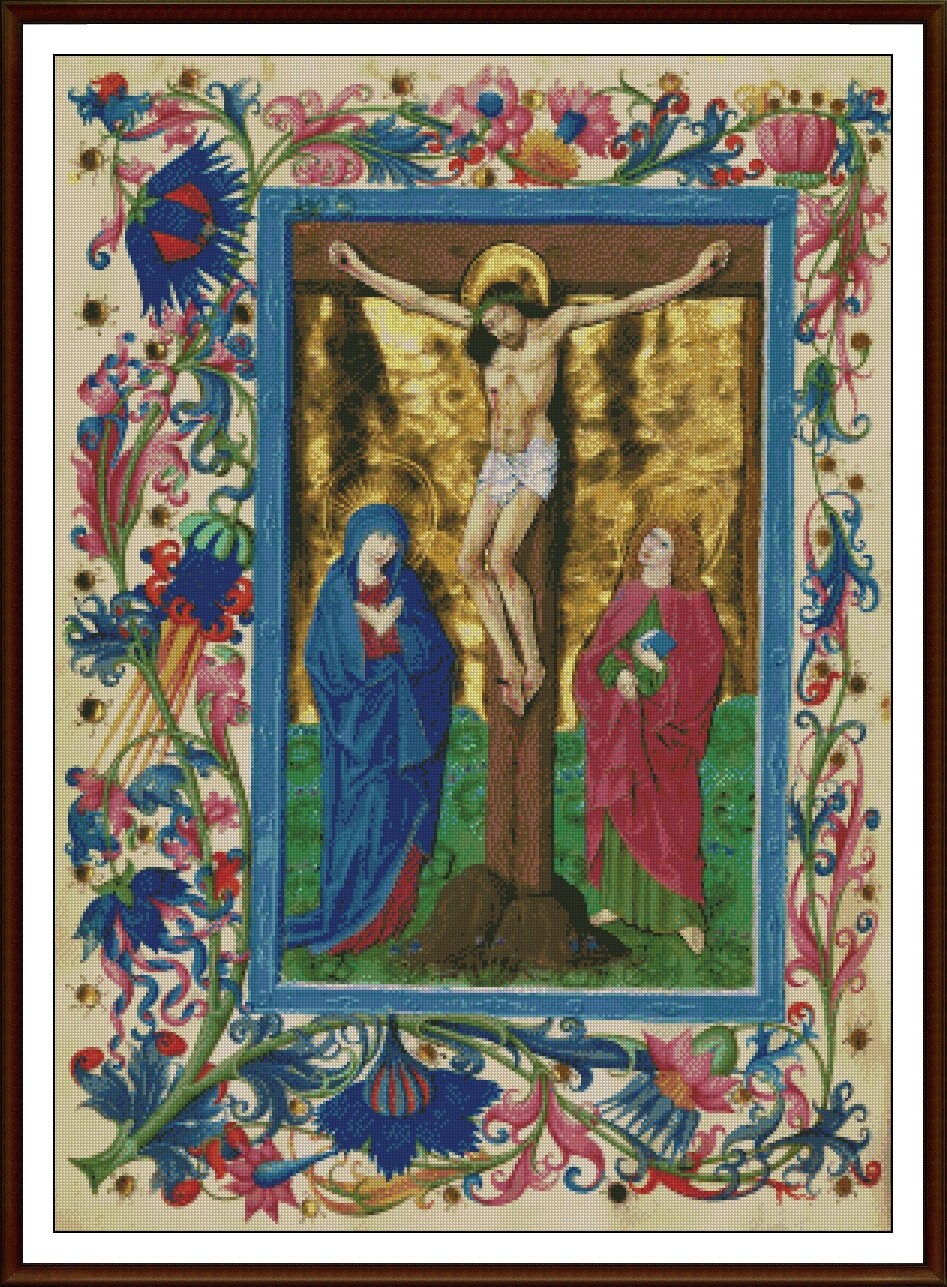 Crucifixion Jesus Cross Stitch Pattern,illuminated Manuscript Medieval ...