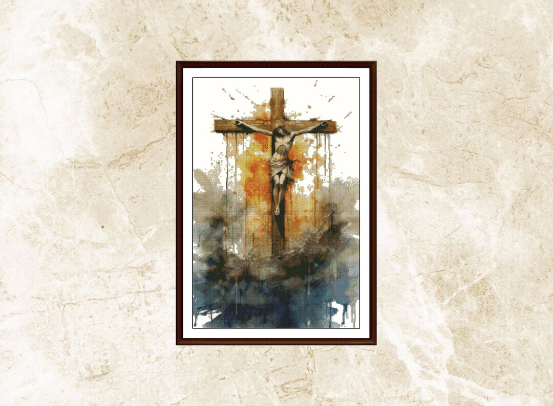 Watercolor Jesus Cross Stitch Pattern,jesus Christ Cross-2,in His Arms ...