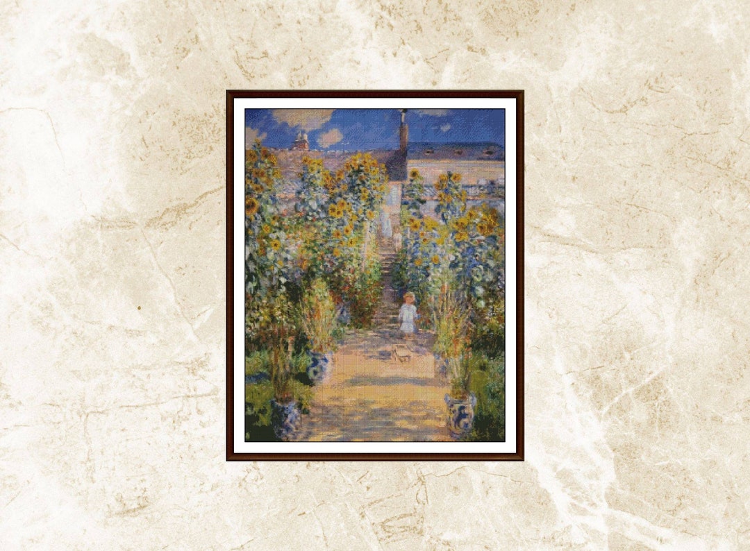 Monet Cross Stitch Pattern,the Artist's Garden at Vetheuil,elegant Lady ...