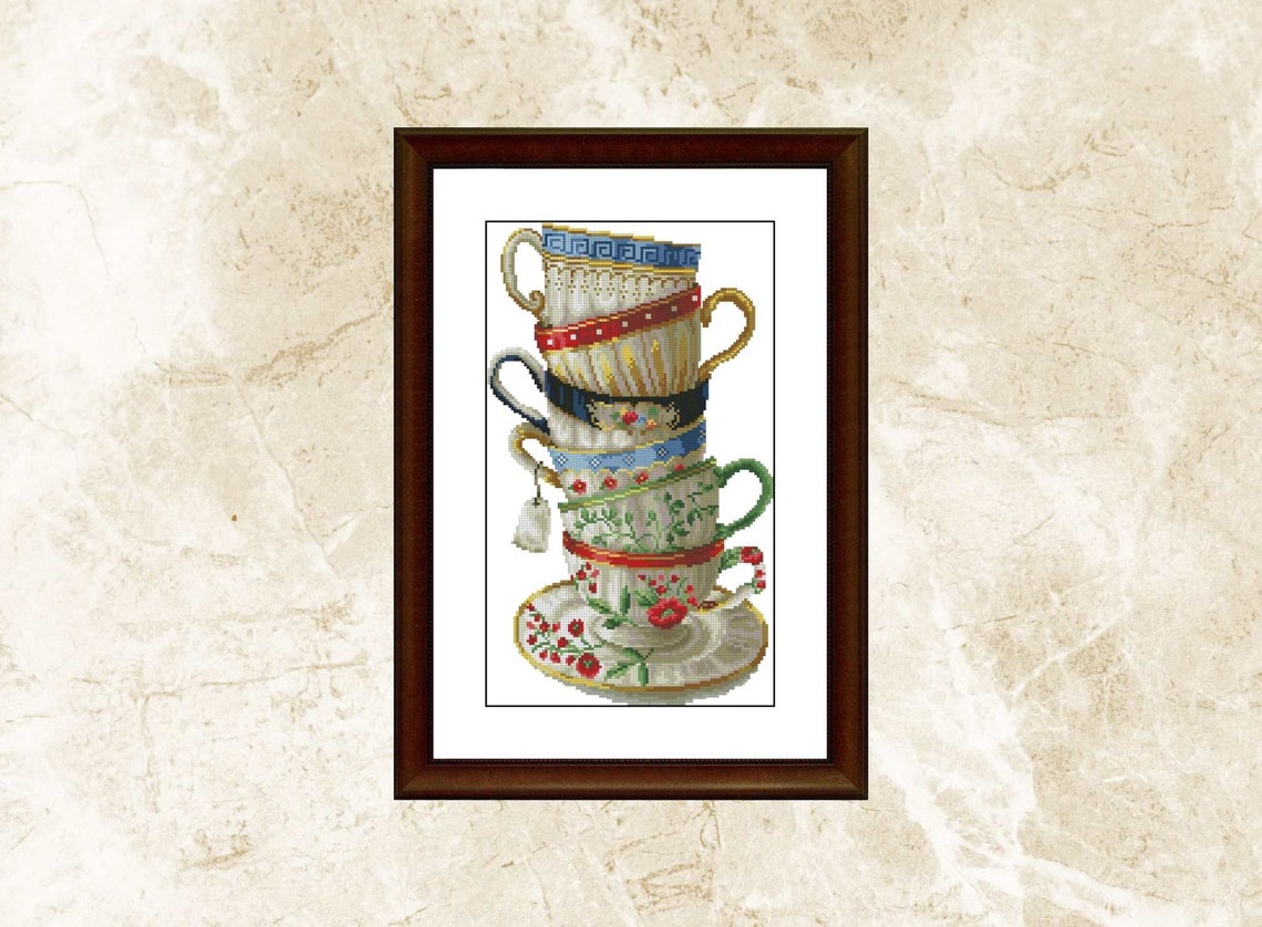 Cups Cross Stitch Pattern, Coffee Cup Set,victorian Tea Cups, Pdf ...