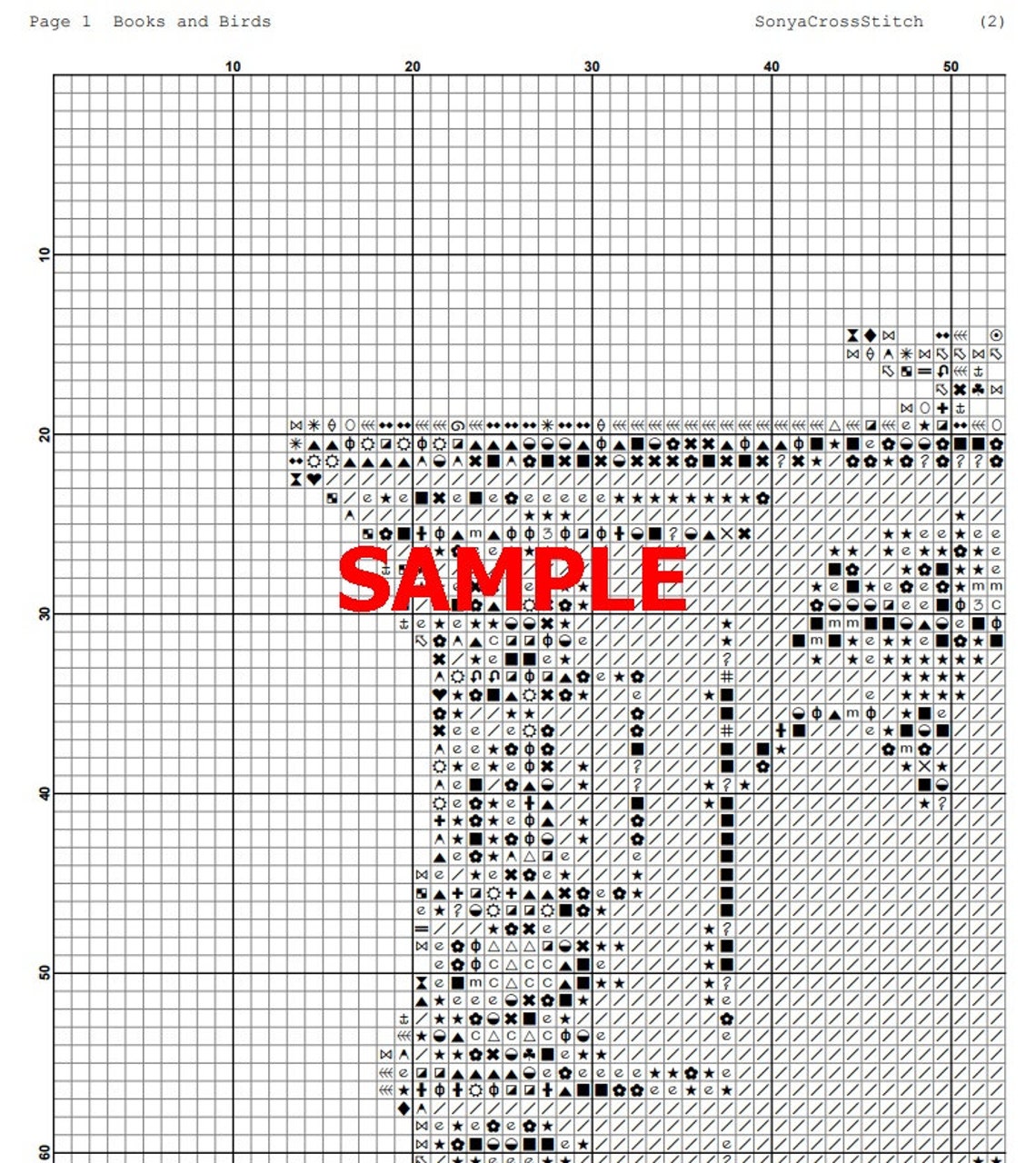 Bookcase Cross Stitch Pattern,books and Flowers in Pots,counted Cross ...