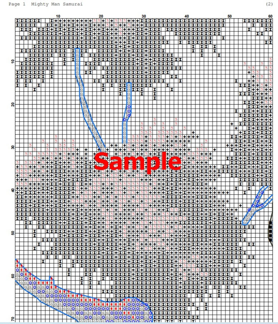 Samurai Cross Stitch Pattern, Mighty Man Samurai ,japanese Kimono ...