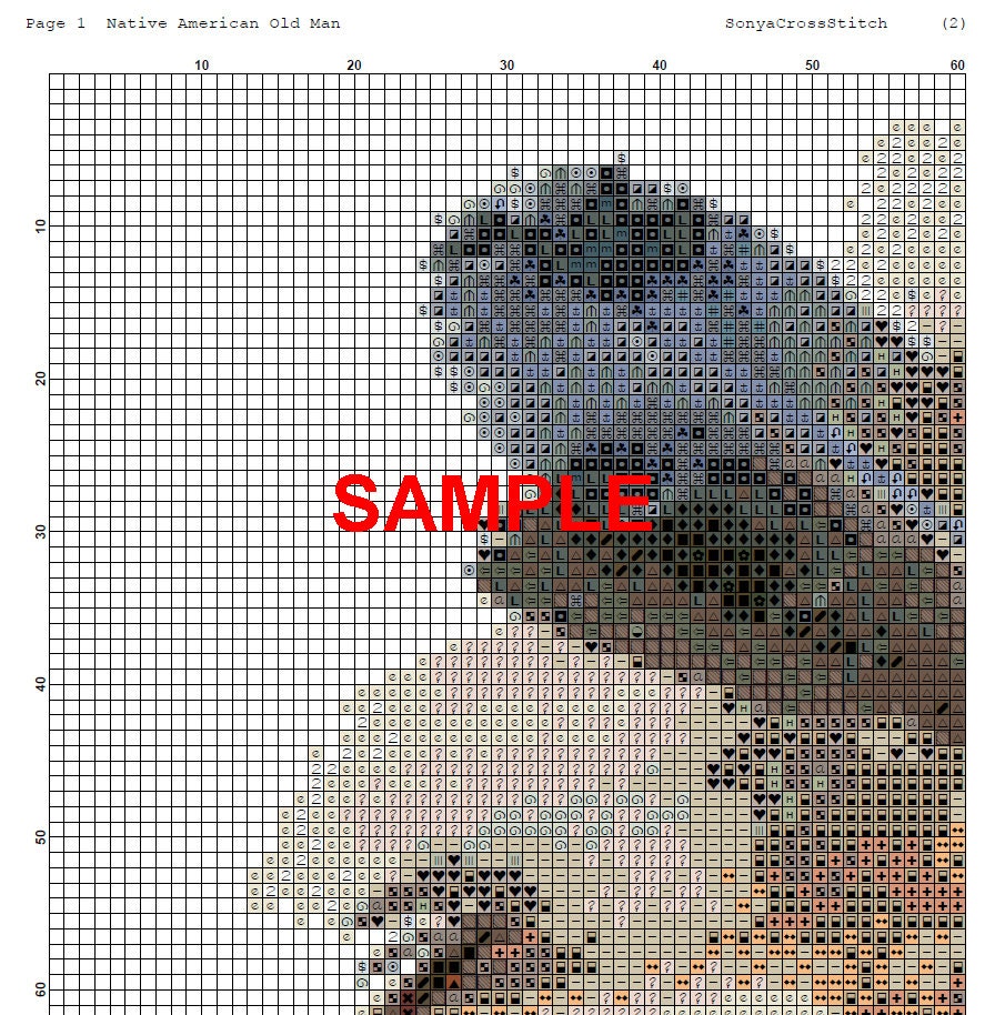 Native American Old Man Cross Stitch Pattern (PDF Format) - Etsy