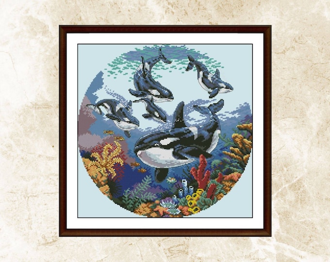 Whales Cross Stitch Pattern, Sea Life,embroidery Counted Cross Stitch ...