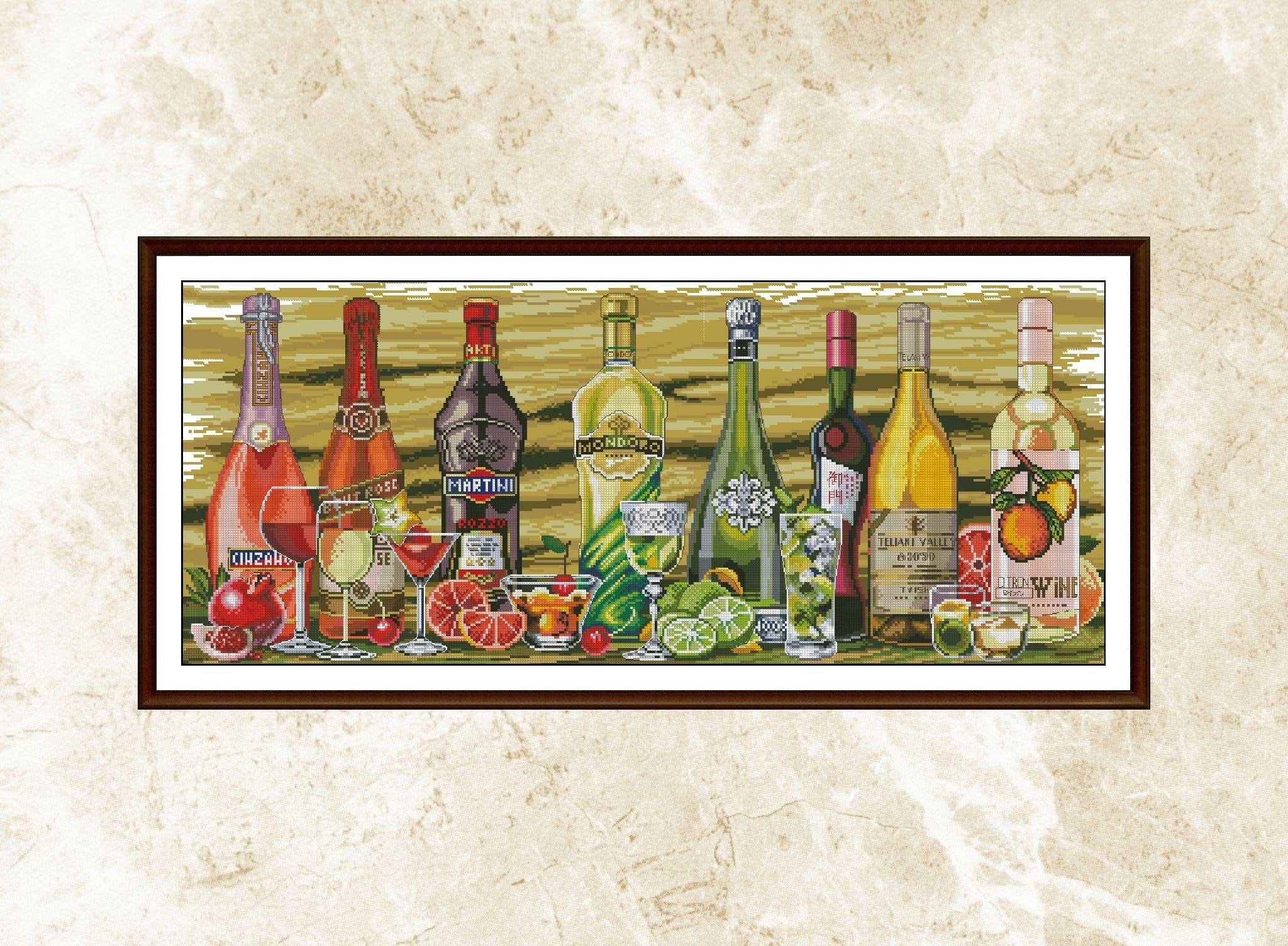 Alcoholic Drinks Cross Stitch Pattern, Whiskey,embroidery, Sparkling ...