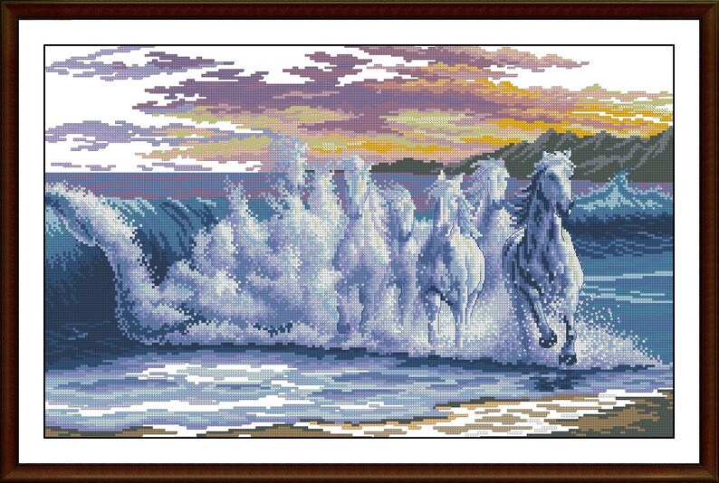 The Wave Cross Stitch Patternthe Wave Rideprintable Chart - Etsy