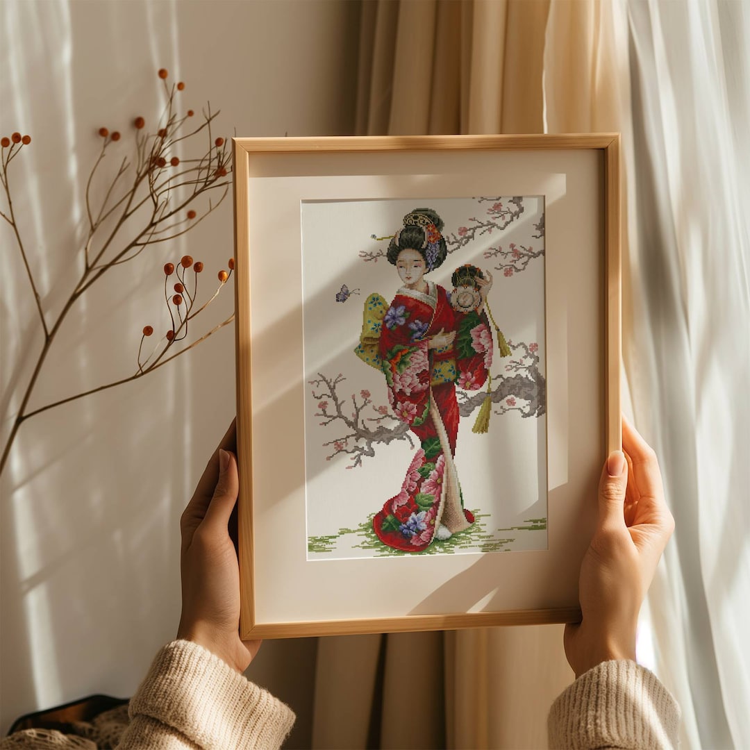 Geisha Cross Stitch Pattern,japanese Women,geisha,embroidery,xstitch ...