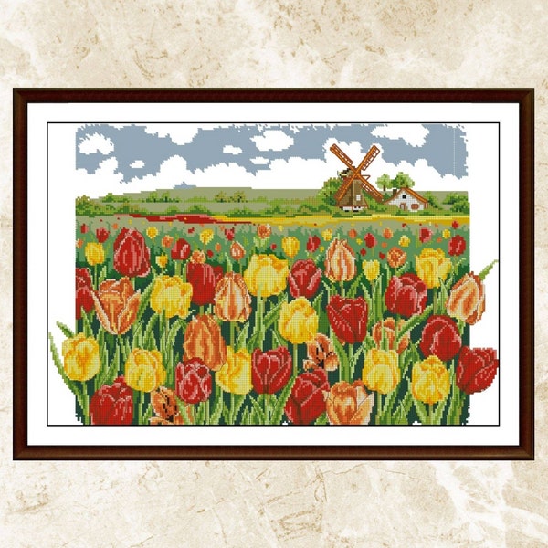 Tulip Cross Stitch - Etsy