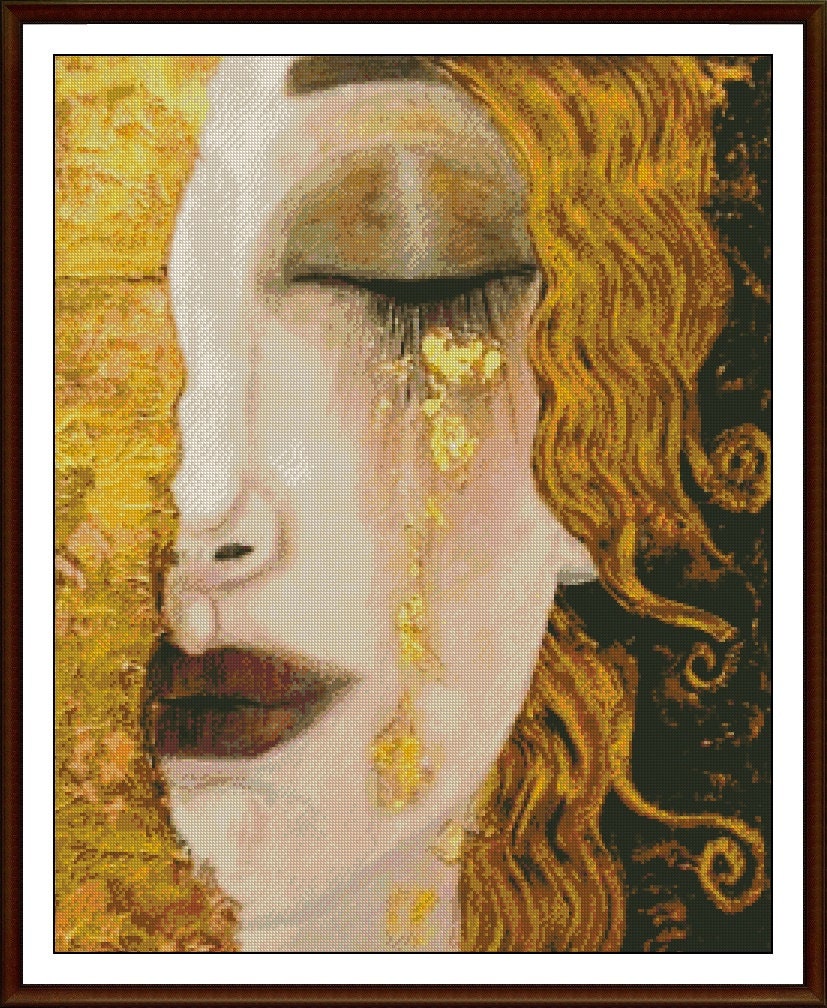 Cross Stitch Pattern,golden Tears ,freya's Tears by Gustav Klimt,pdf ...