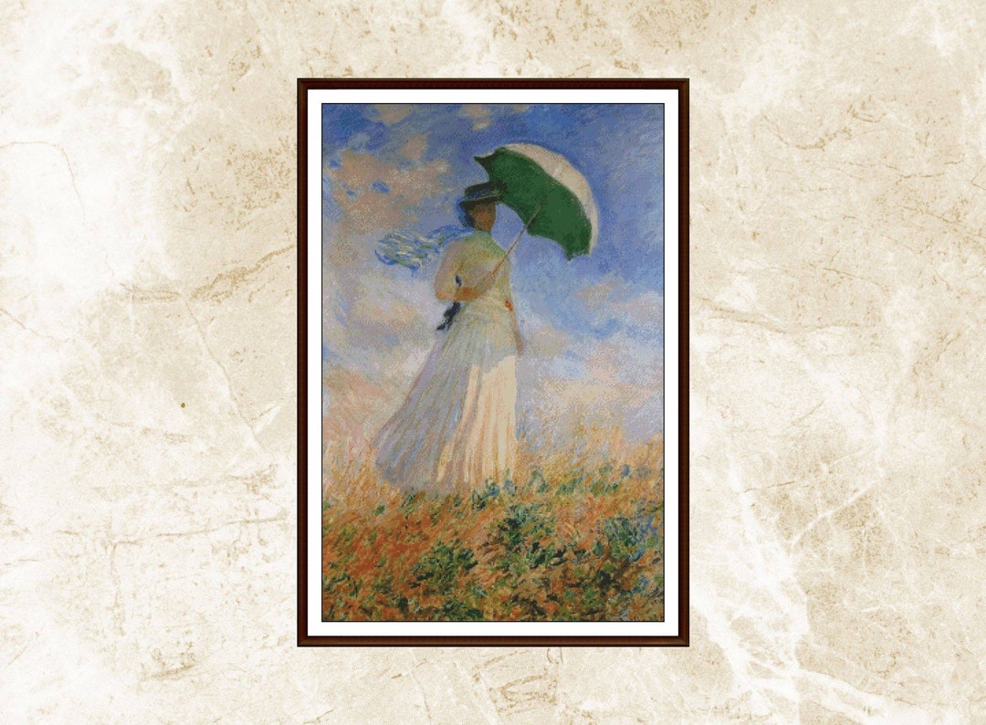 Monet Cross Stitch Pattern, Woman With a Parasol, Elegant Woman,elegant ...