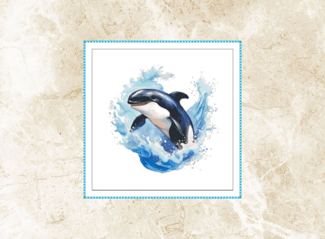 Watercolor Cross Stitch Pattern,killer Whale, Orca, Sea, Counted Cross ...