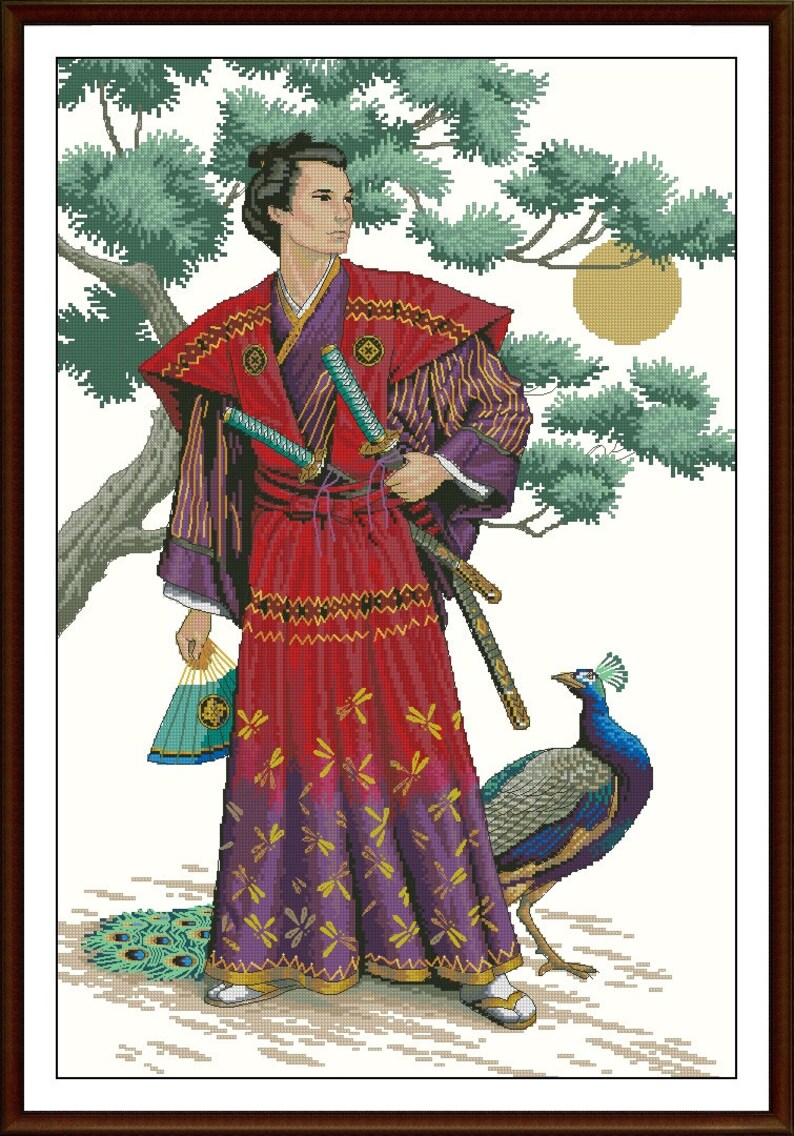 Samurai Cross Stitch Pattern, Mighty Man Samurai ,japanese Kimono ...