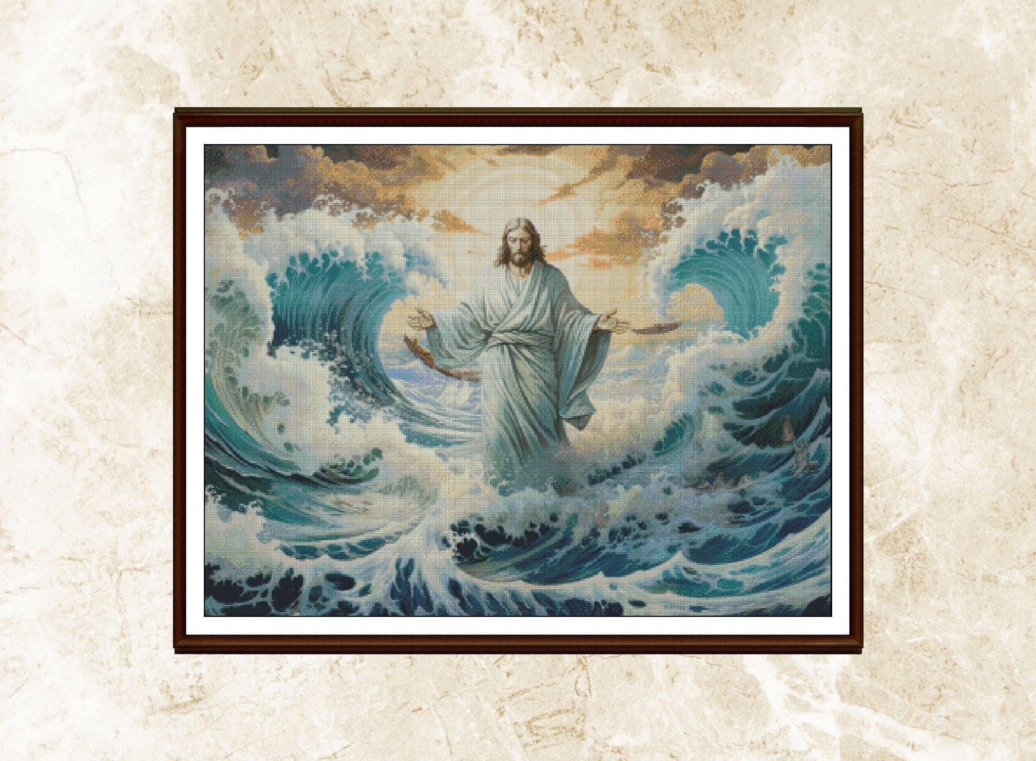 Jesus Cross Stitch Pattern,savior Jesus Christ,sea Waves,patern Keeper ...