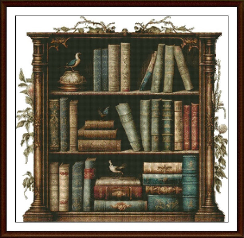 Bookshelf and Birds Cross Stitch Pattern: Pattern Keeper Compatible ...
