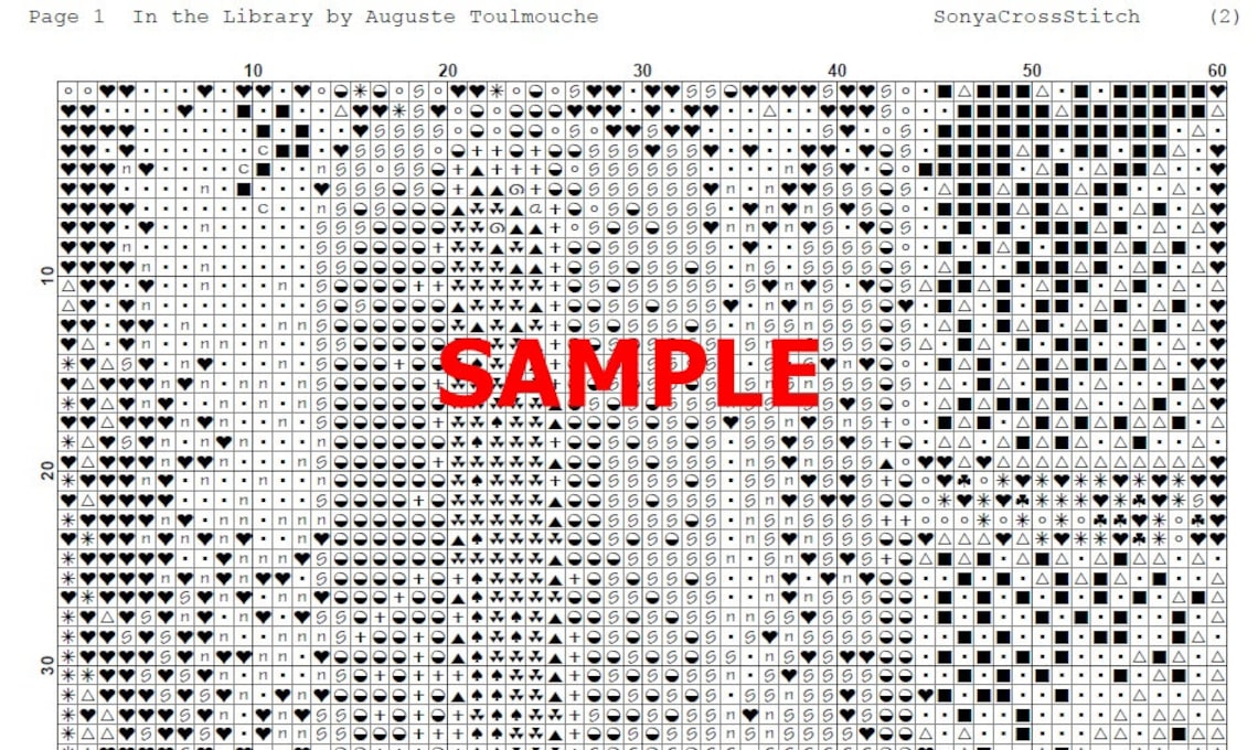 Cross Stitch Pattern,in the Library by Auguste Toulmouche,embroidery ...