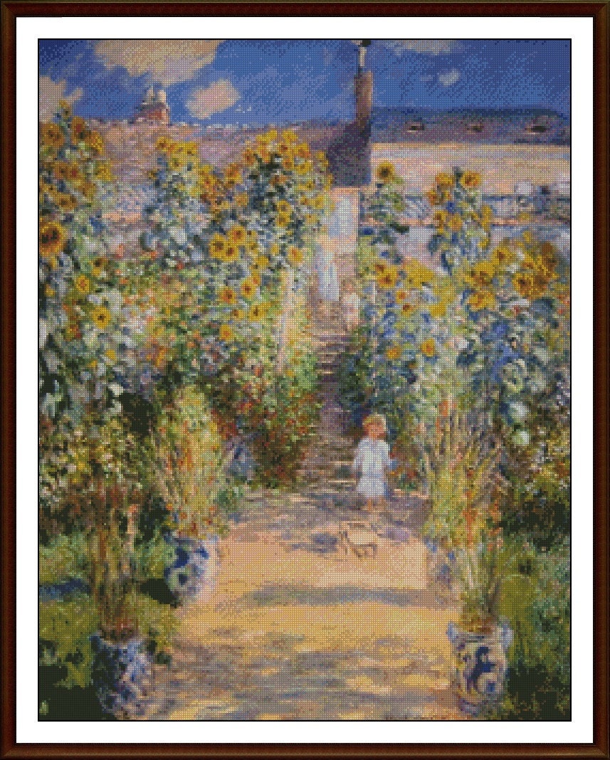 Monet Cross Stitch Pattern,the Artist's Garden at Vetheuil,elegant Lady ...