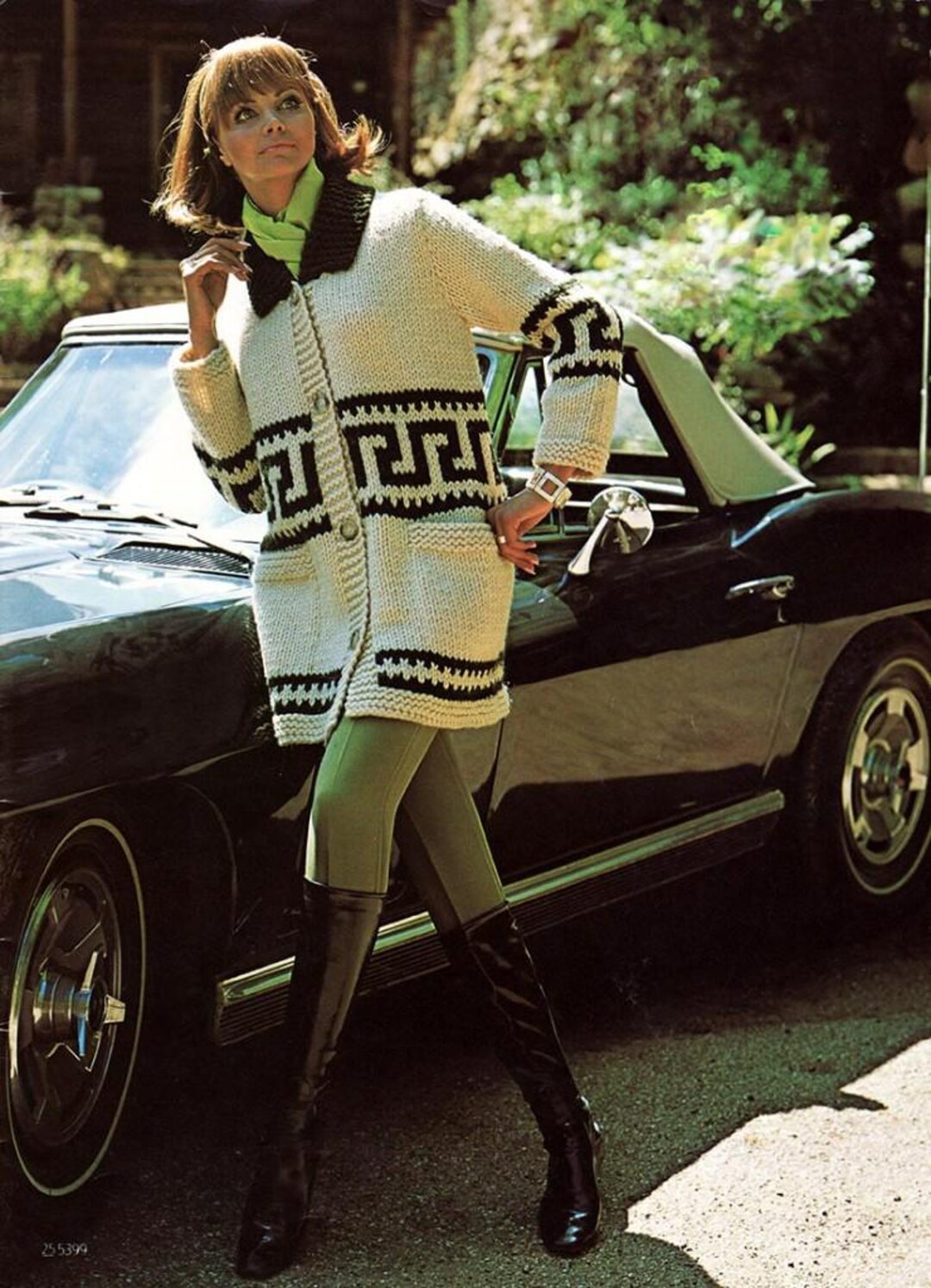 Vintage Greek Key Cardigan Knitting Pattern - 1970s Oversized Coat (PDF ...