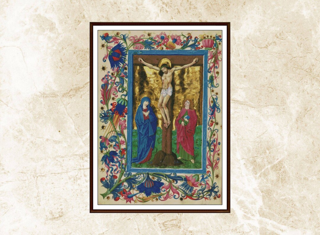 Crucifixion Jesus Cross Stitch Pattern,illuminated Manuscript Medieval ...