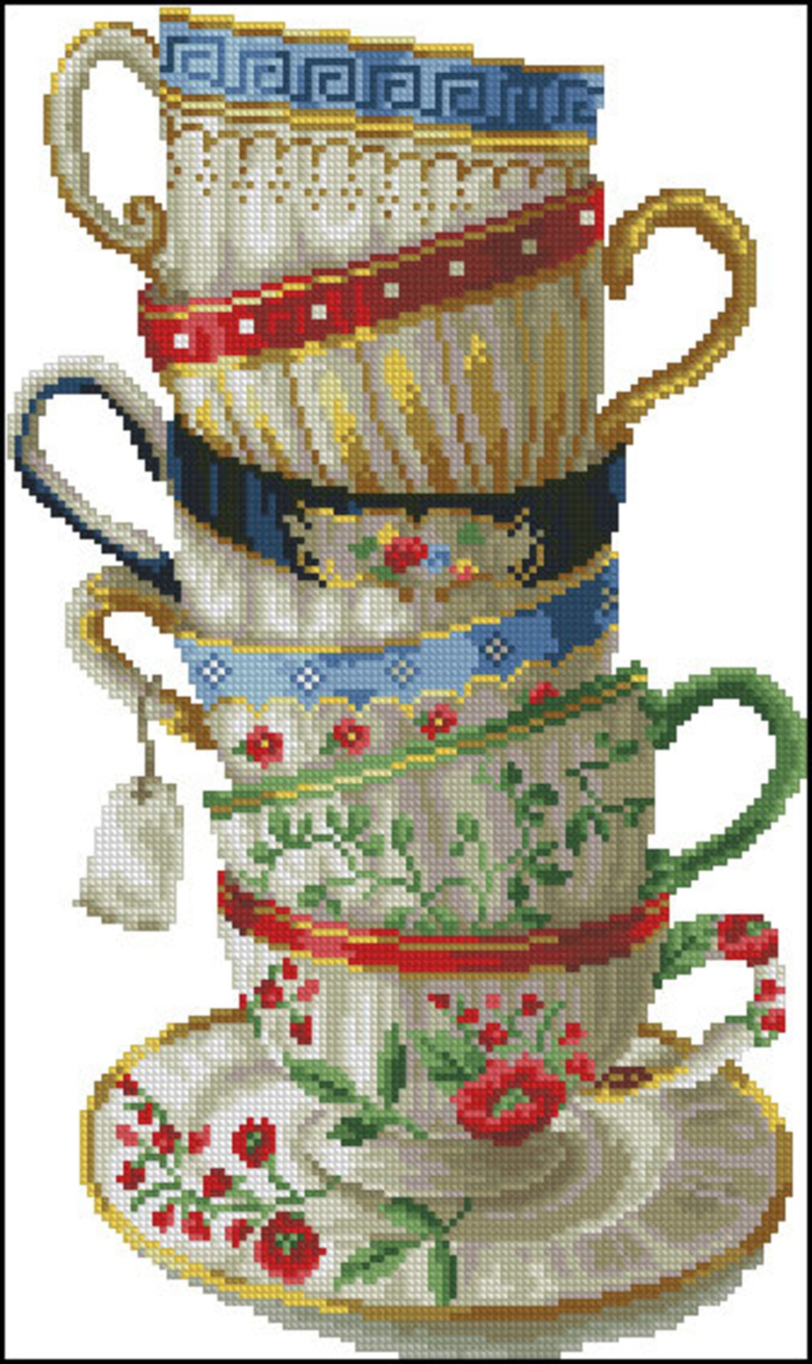 Cups Cross Stitch Pattern, Coffee Cup Set,victorian Tea Cups, Pdf ...