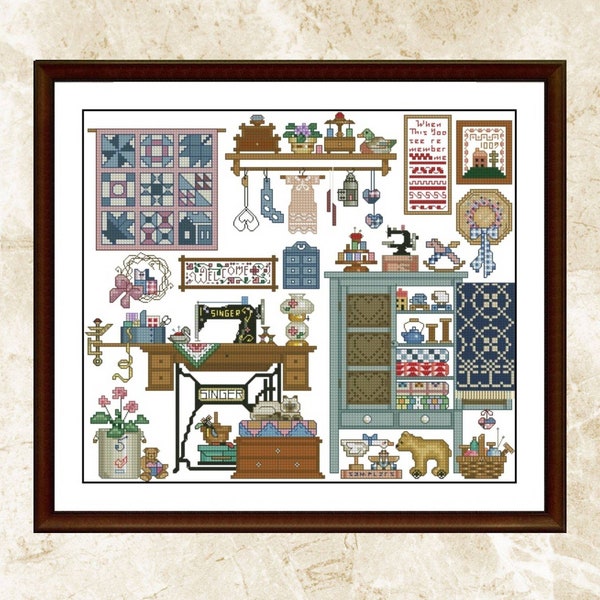Cross Stitch Pattern Antique Sewing Machine - Etsy