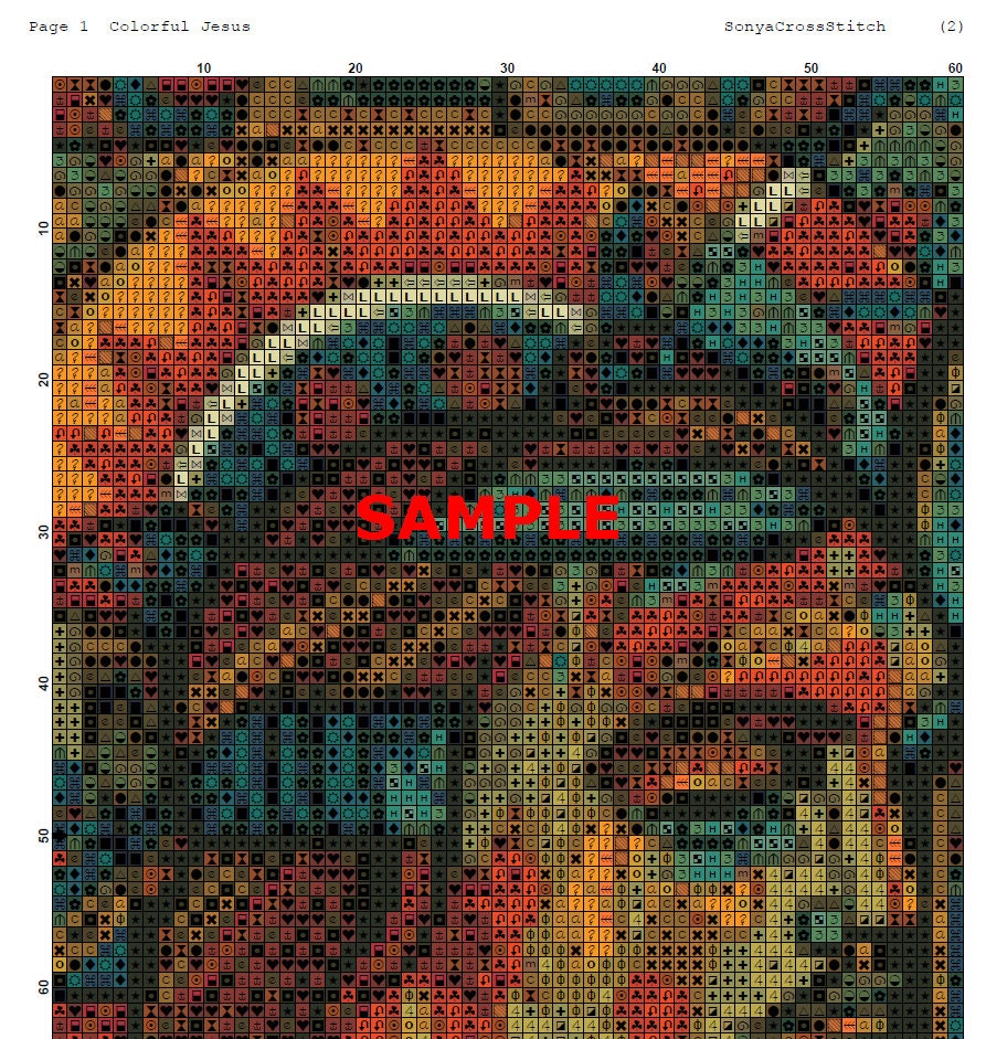 Jesus Cross Stitch Pattern,colorful Jesus,religious,pattern Keeper ...