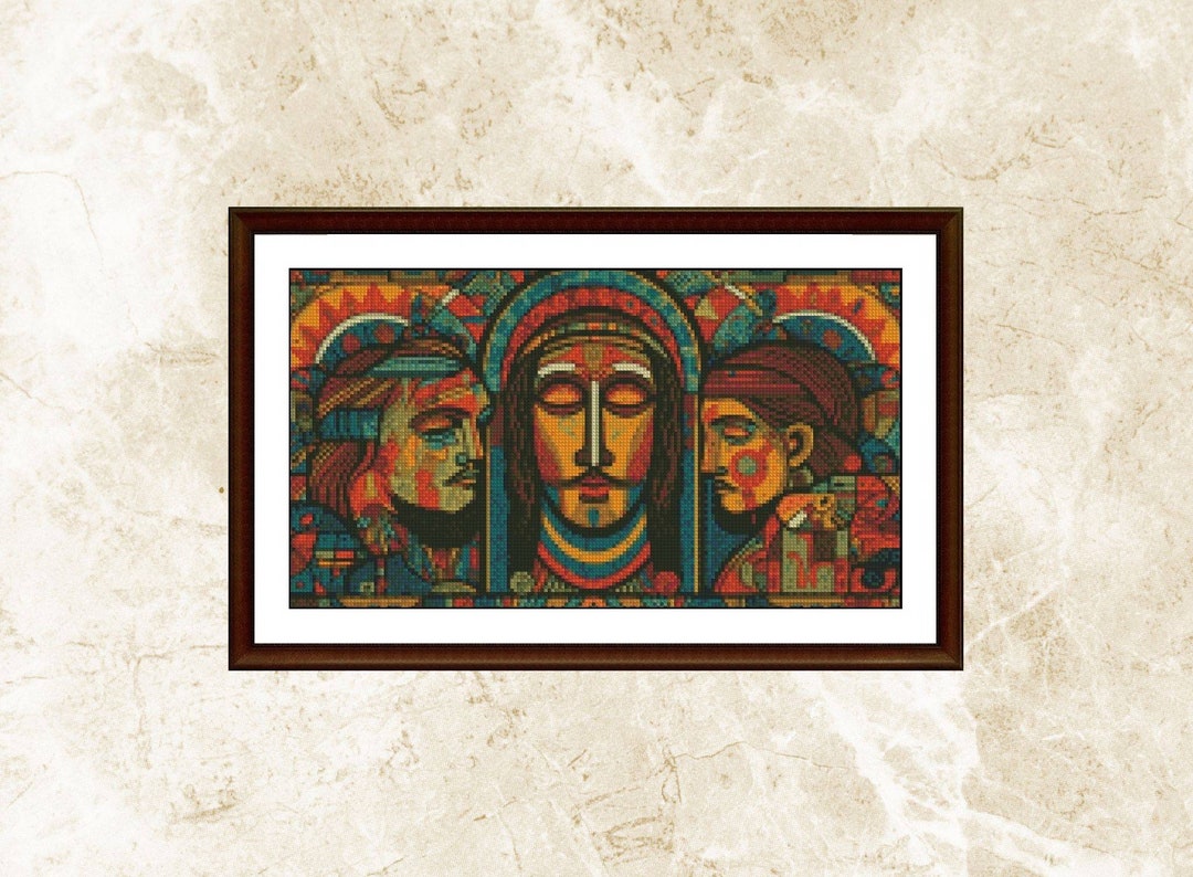Jesus Cross Stitch Pattern,colorful Jesus,religious,pattern Keeper ...