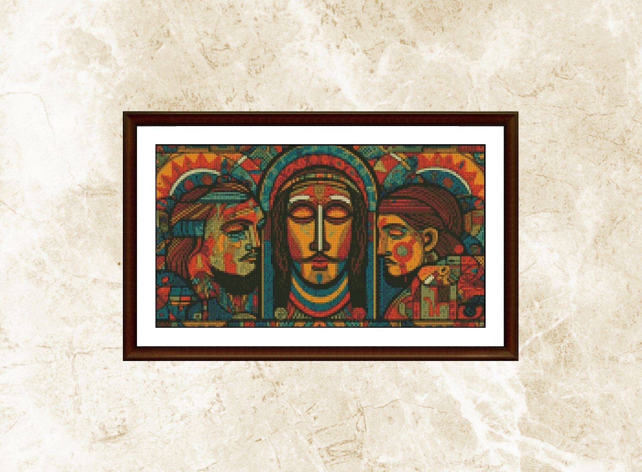Jesus Cross Stitch Pattern,colorful Jesus,religious,pattern Keeper ...