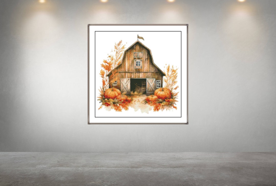 Watercolor Cross Stitch Pattern,autumn Farm Barn,pattern Keeper,xstitch ...