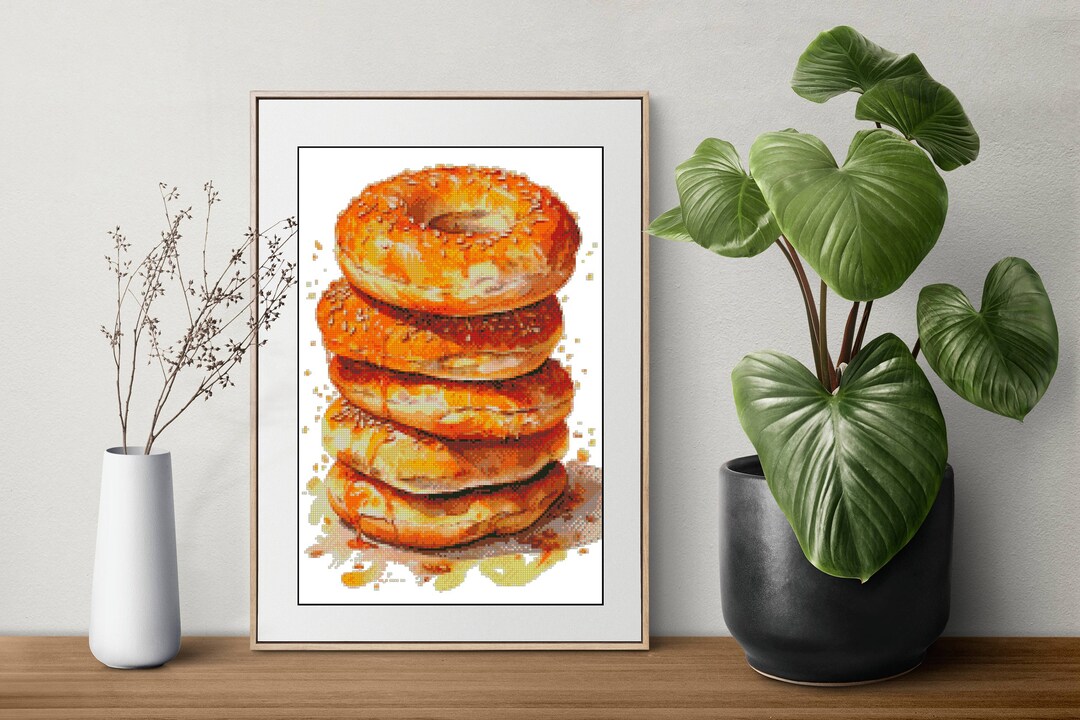 Watercolor Bagels Cross Stitch Pattern,pattern Keeper,xstitch,food ...