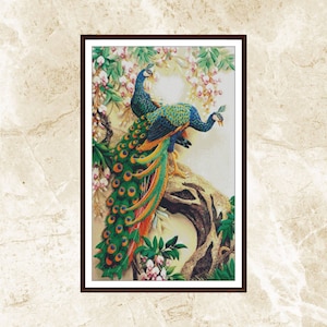 Peacocks Cross Stitch Pattern Beautiful Peacock Counted - Etsy