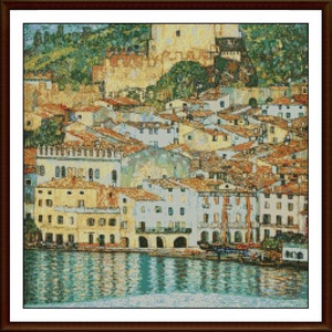Cross Stitch Pattern,malcesine on Lake Garda by Gustav Klimt,xstitxh ...
