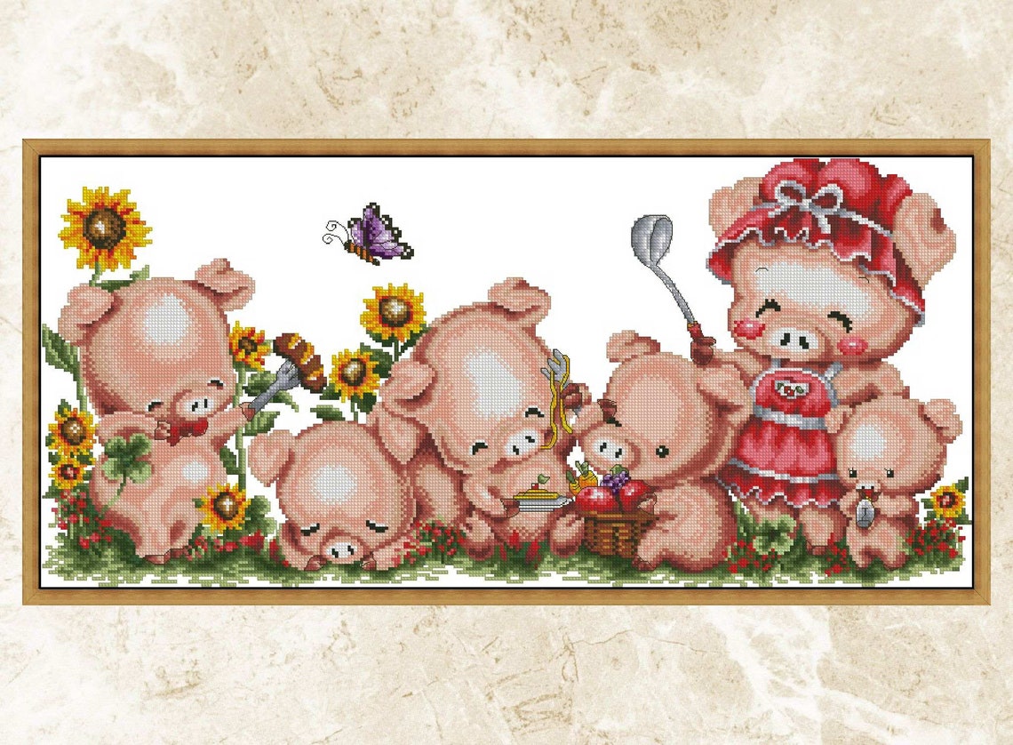 Pig Cross Stitch Pattern, the Happiest Moment,pattern Keeper,xstitch ...