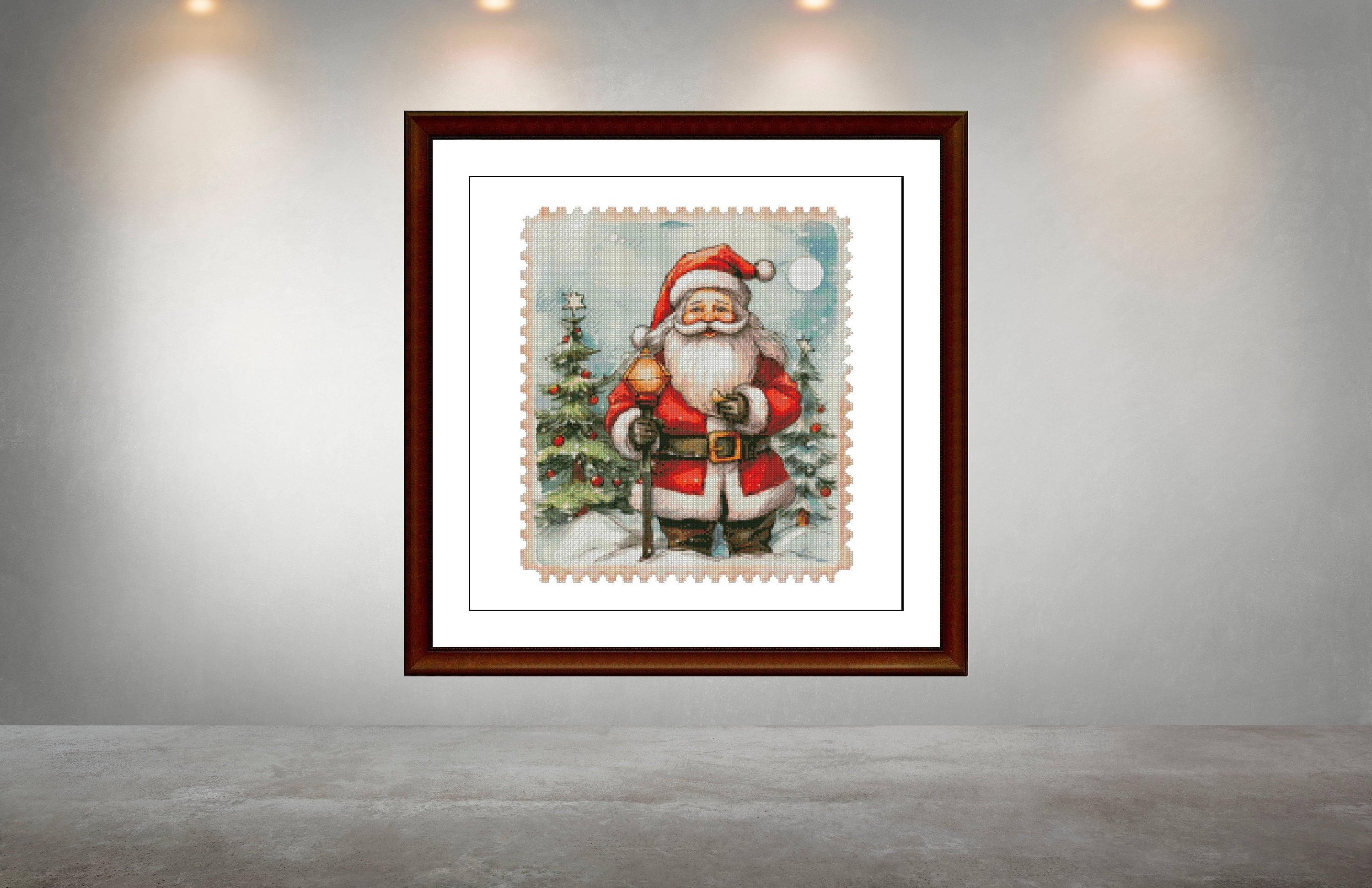 Vintage Santa Claus Stamp Cross Stitch Pattern (PDF Format) - Etsy